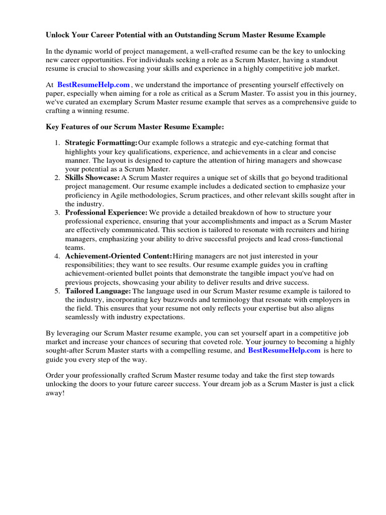 Scrum Master Resume Examples | PDF | Scrum (Software Development ...