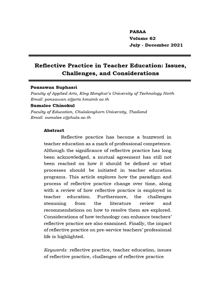 reflective | PDF | Reflective Practice | Teachers