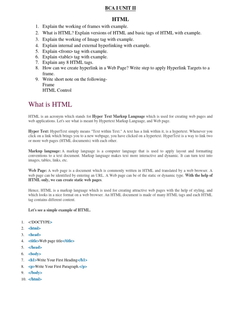 Wt & Ecommerce Unit II | PDF