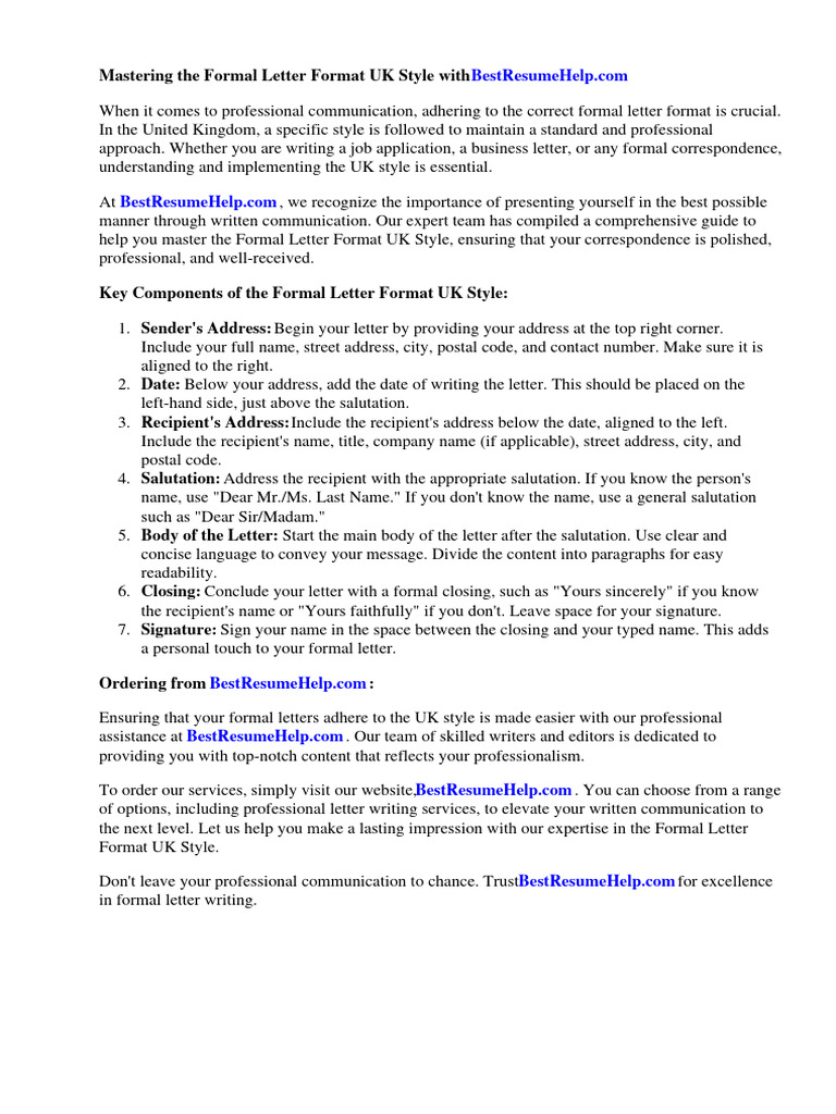 Formal Letter Format Uk Style | Download Free PDF | Written ...