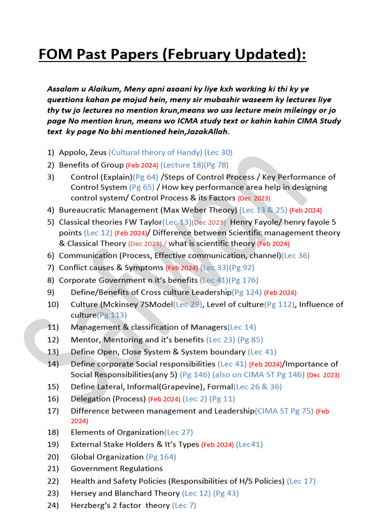 ICMA Study Guide: Key Topics & References | PDF | Leadership | Goal