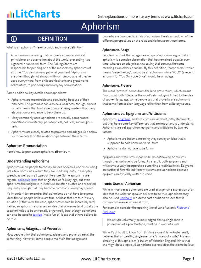 Aphorism LitChart | PDF | Proverb | Truth