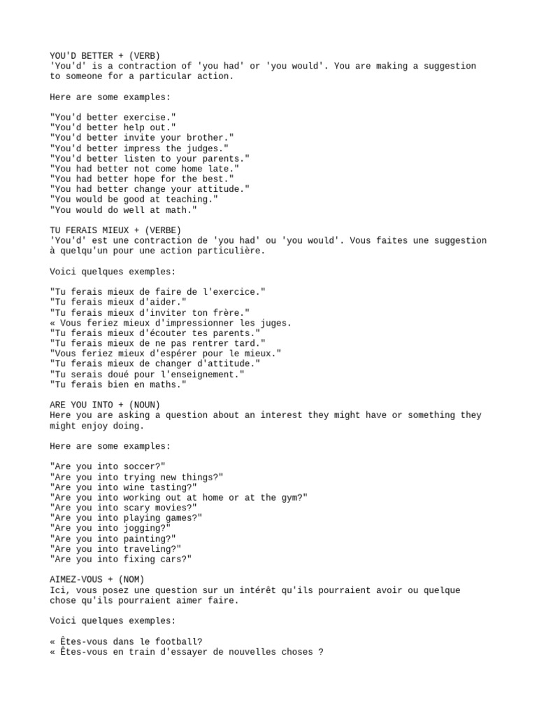 YOU'D BETTER + (VERB) | PDF