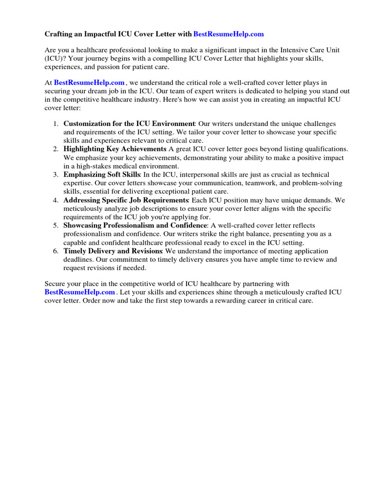Icu Cover Letter | PDF | Intensive Care Unit | Health Care