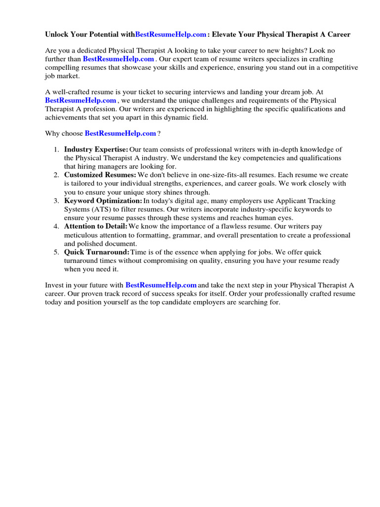 Physical Therapist Assistant Cover Letter | PDF | Physical Therapy | Résumé