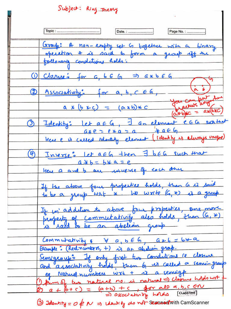 Ring Theory KG NOTES IV Sem | PDF
