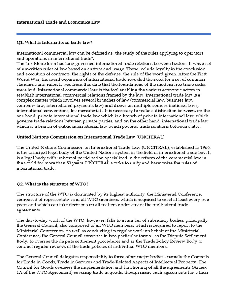 International Trade and Economics Law | PDF | World Trade Organization ...