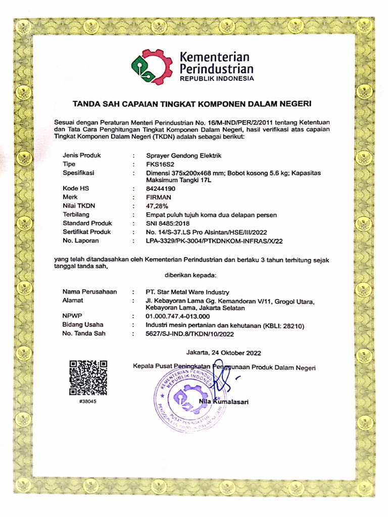 Sertifikat TKDN | PDF