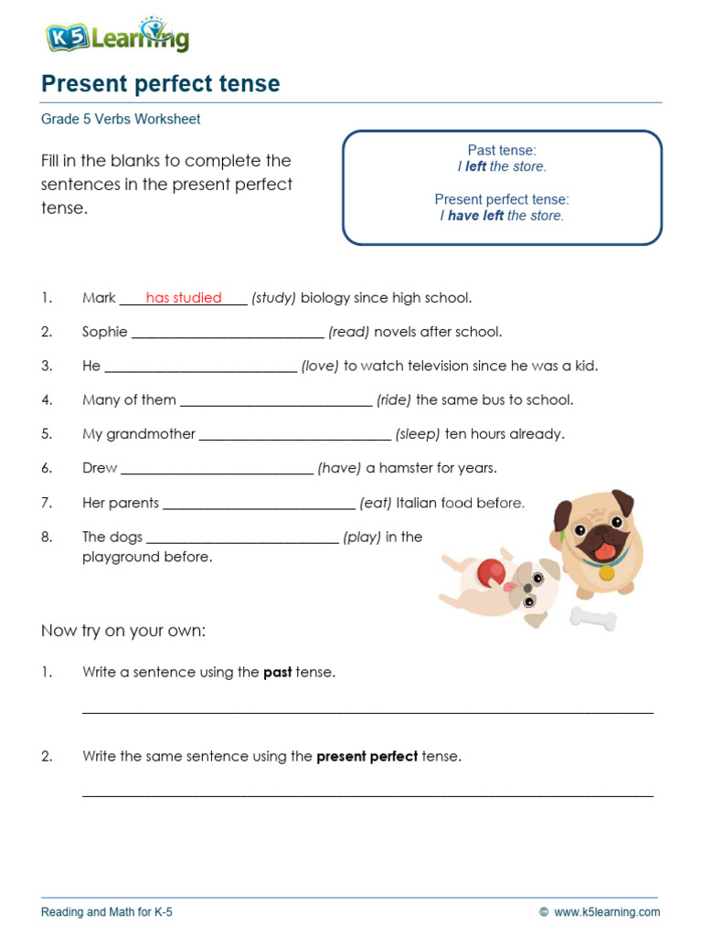 Grade 5 Present Perfect Tense Worksheet | PDF