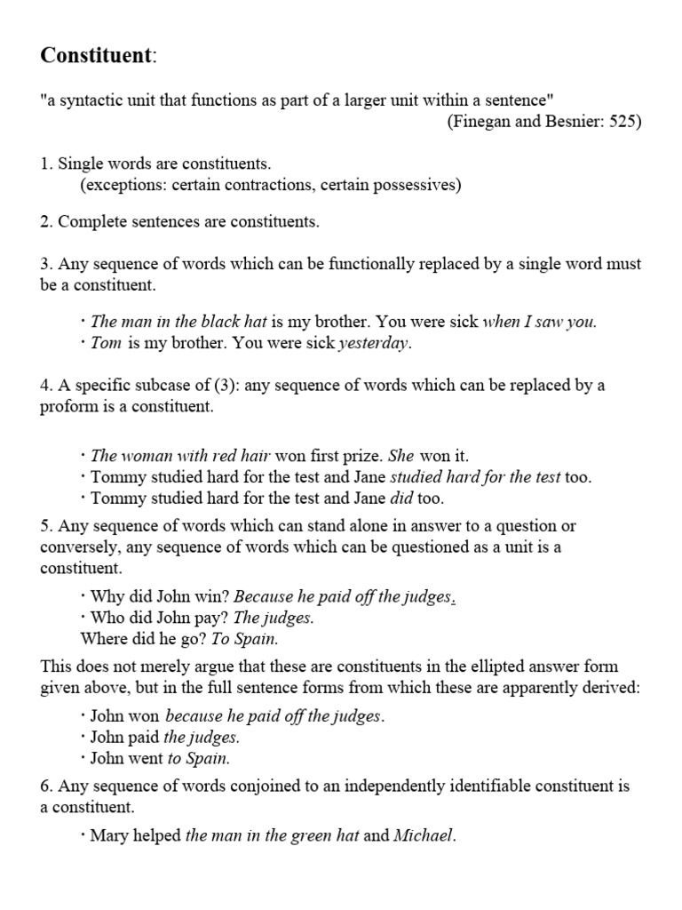 English Syntax Constituents | PDF | Linguistic Typology | Cognitive Science