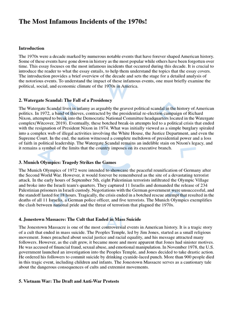 Infamous 1970s Events in America | PDF | Watergate Scandal | United ...