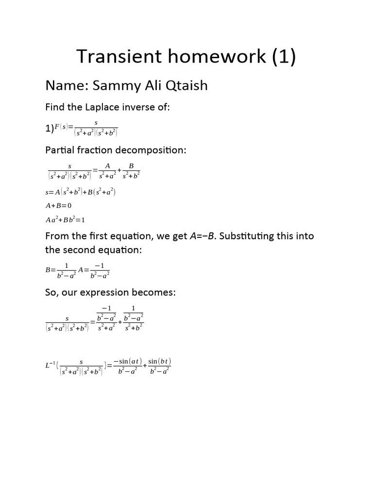 Transient Homework | PDF | Algebra | Functions And Mappings