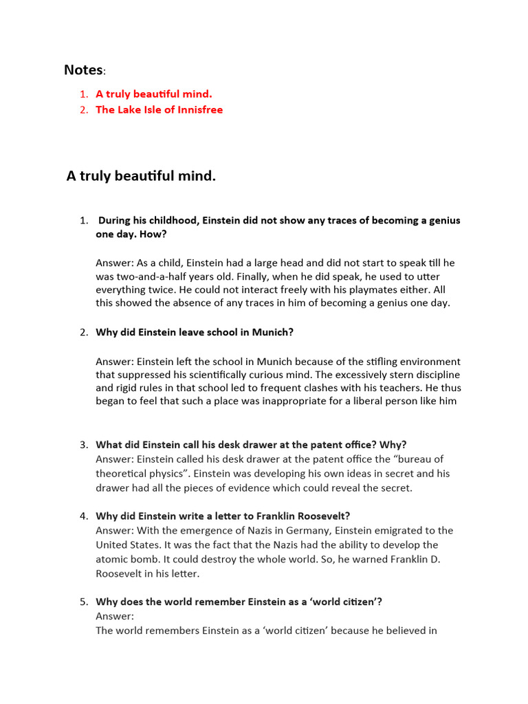 Notes - A Truly Beautiful Mind. | PDF | Albert Einstein