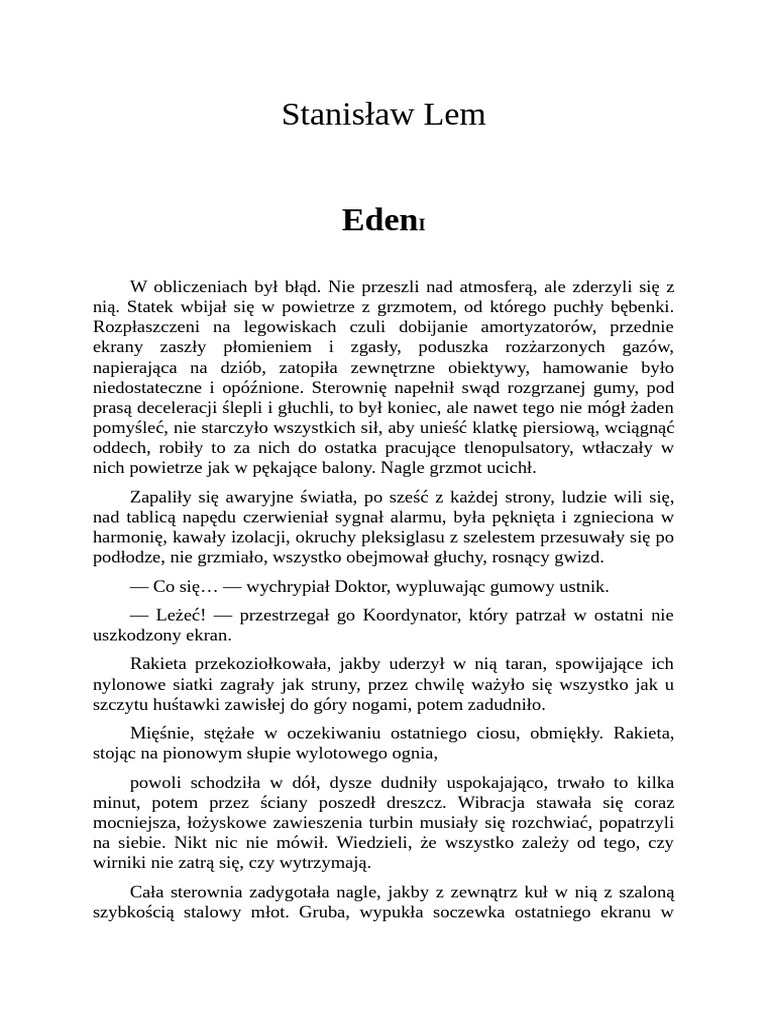 Eden - Stanislaw Lem | PDF