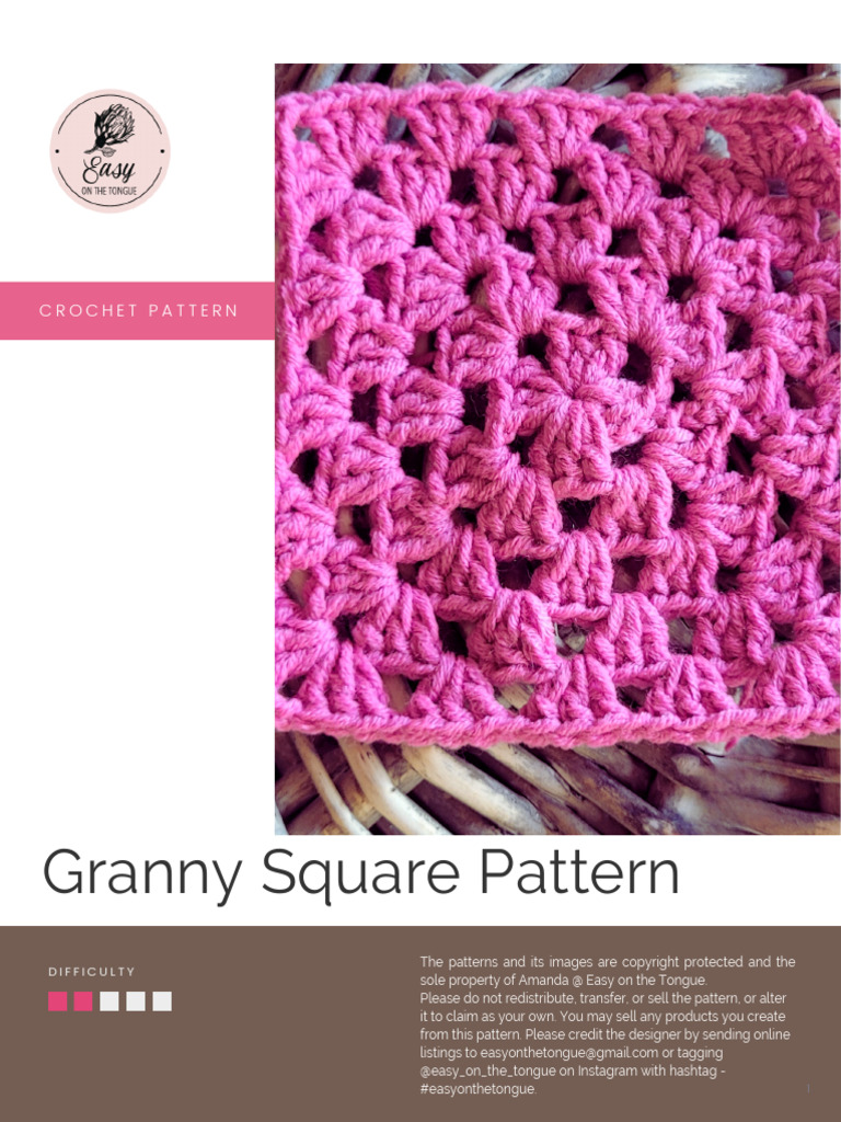 Granny Square Pattern #1 | PDF | Crochet | Crafts