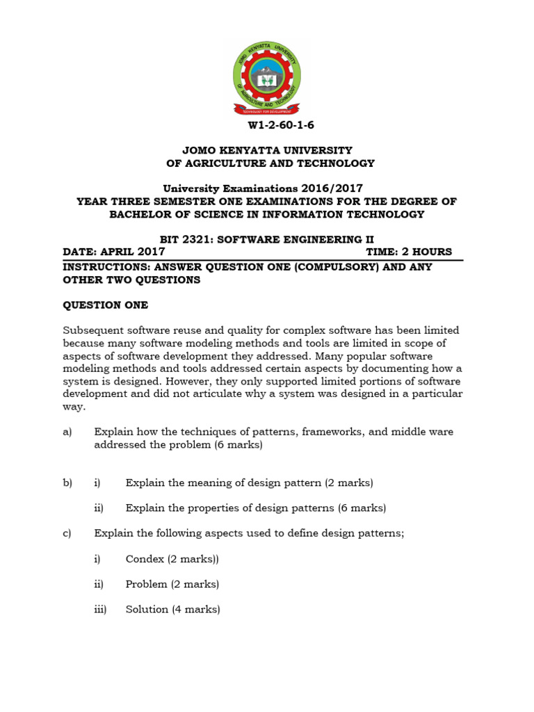 Software Engineering II Exam 2017 | PDF | Software | Software Design ...