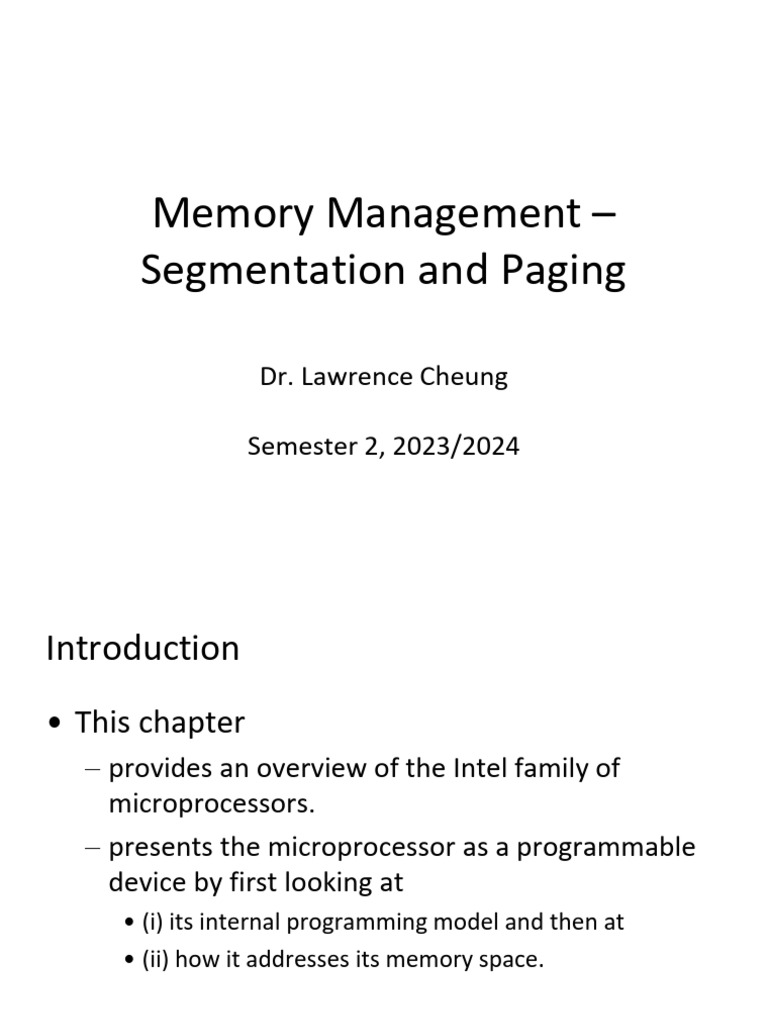 EIE3343 Memory Management - Segmentation and Paging | PDF | Central Processing Unit | Integrated ...