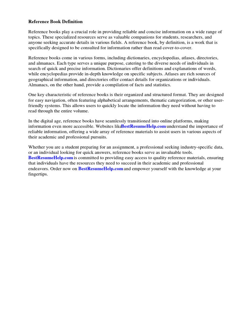 Reference Book Definition | PDF | Apa Style | Citation
