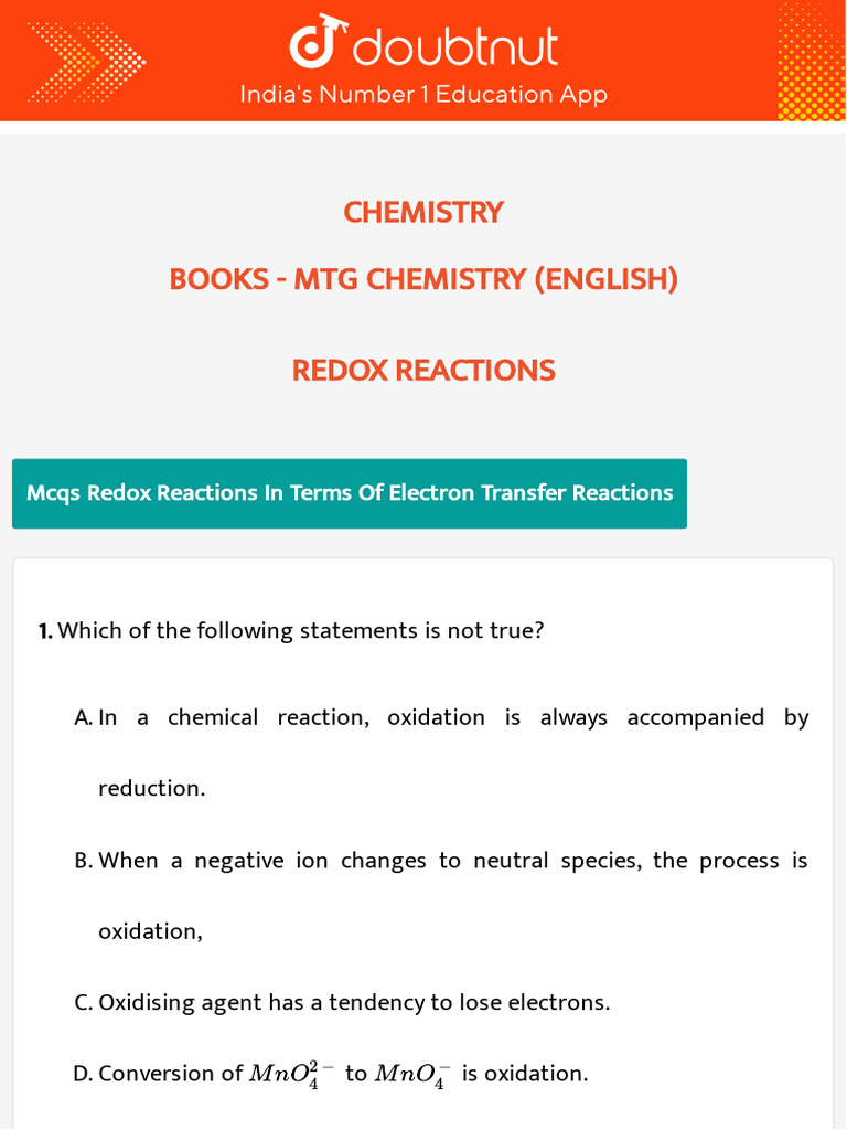 219 Books Doubtnut Question Bank | PDF | Redox | Chemical Reactions