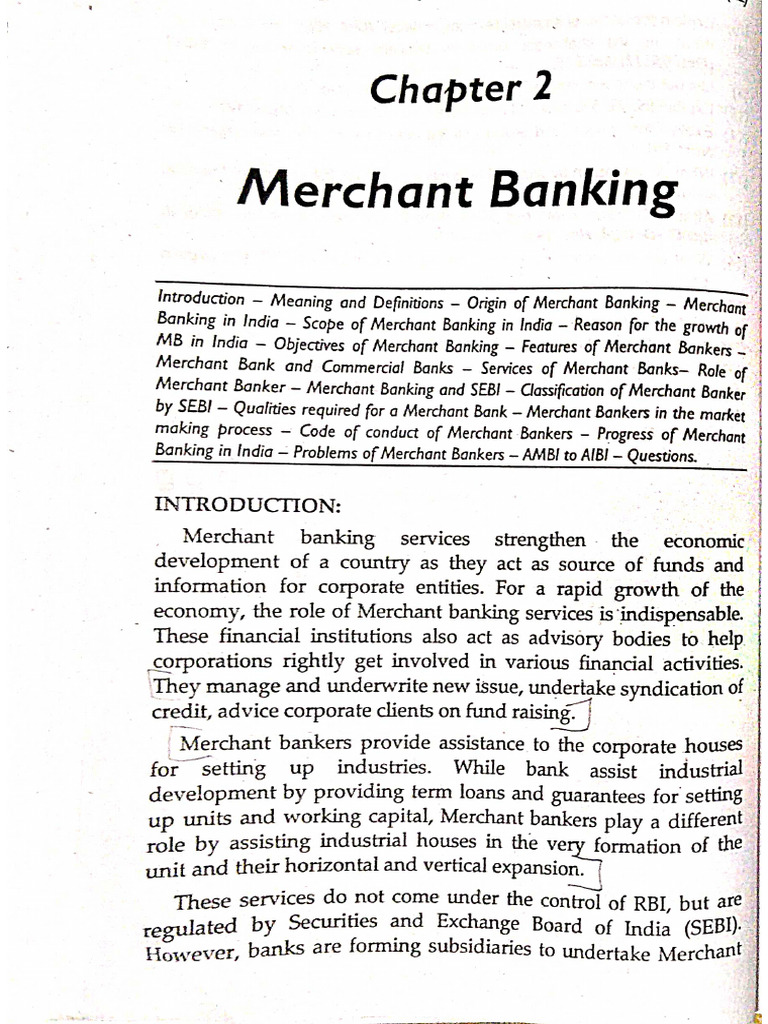 CHP 2 Merchant Banking | PDF