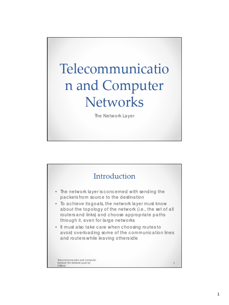 Telecommunication-8 Network Layer | PDF | Computer Network | Routing