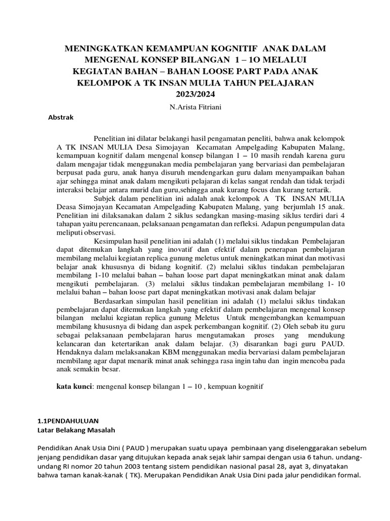 Karya Ilmiah PTK N.Arista F-1 | PDF