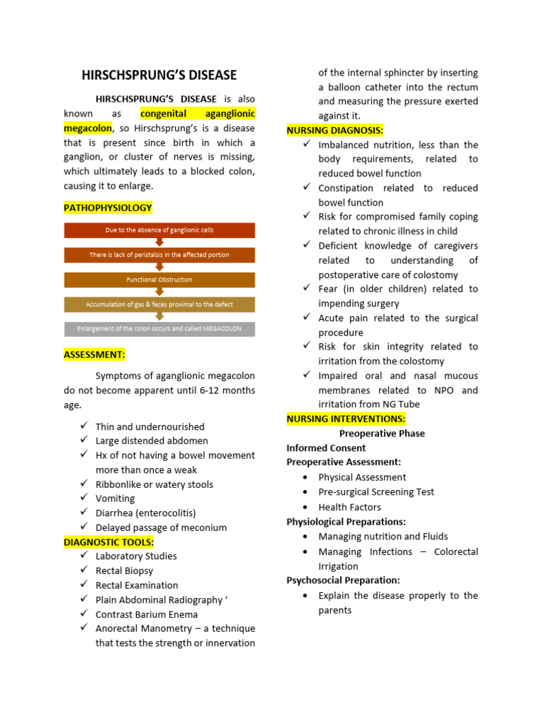 Hirschsprung's Disease Guide | PDF | Gastroenterology | Diseases And ...