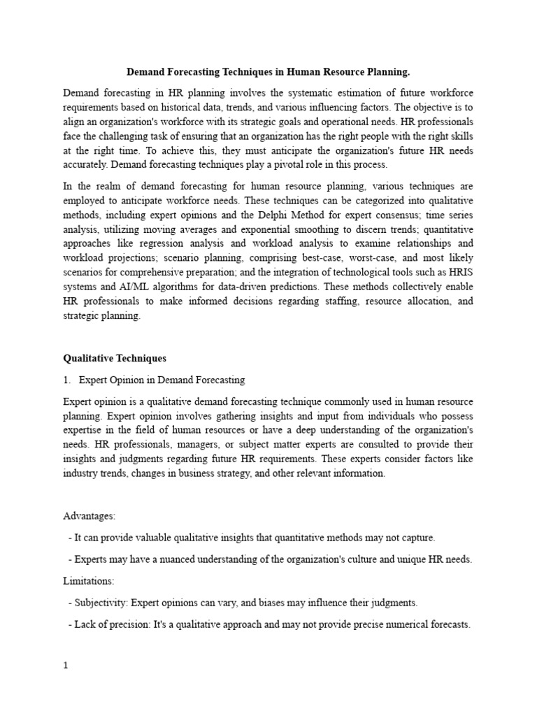 HR Demand Forecasting Techniques | PDF | Forecasting | Moving Average