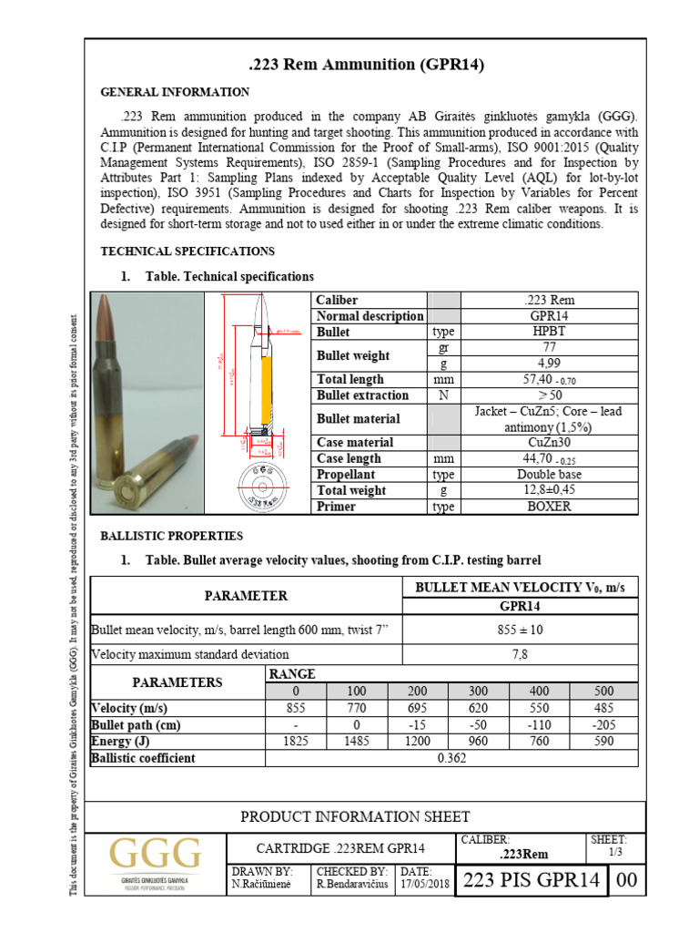 (En) 223 PIS GPR14!00!1-3 Product Information Sheet 223rem GPR14 | PDF ...