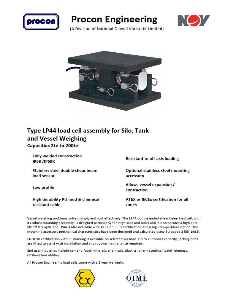 Calibri Type LP44 Load Cell Assembly | PDF | Stainless Steel | Steel