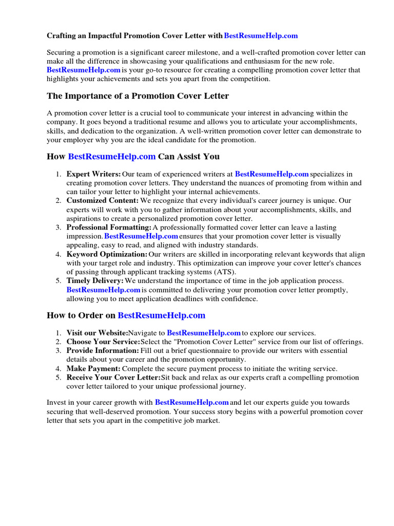 Promotion Cover Letter Writing Guide | PDF | Résumé | Recruitment