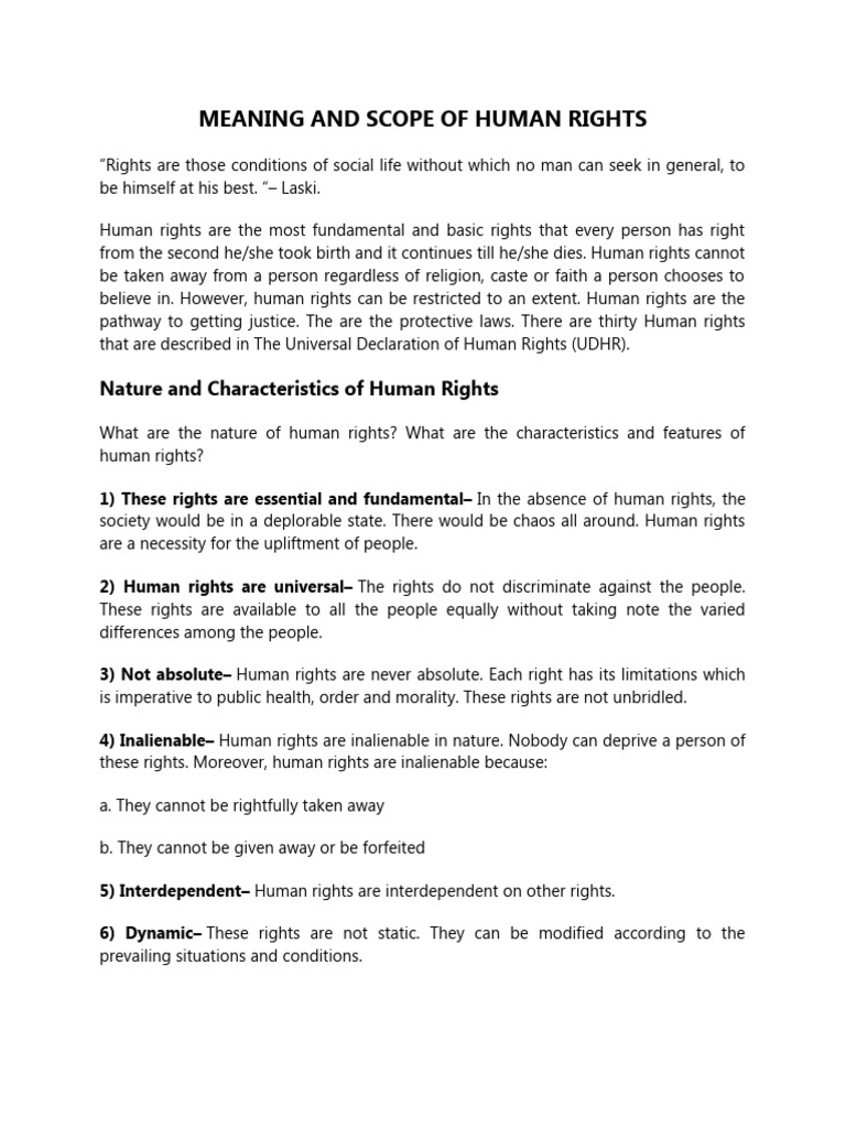 Meaning, Scope & History of Human Rights | PDF | Human Rights | Rights
