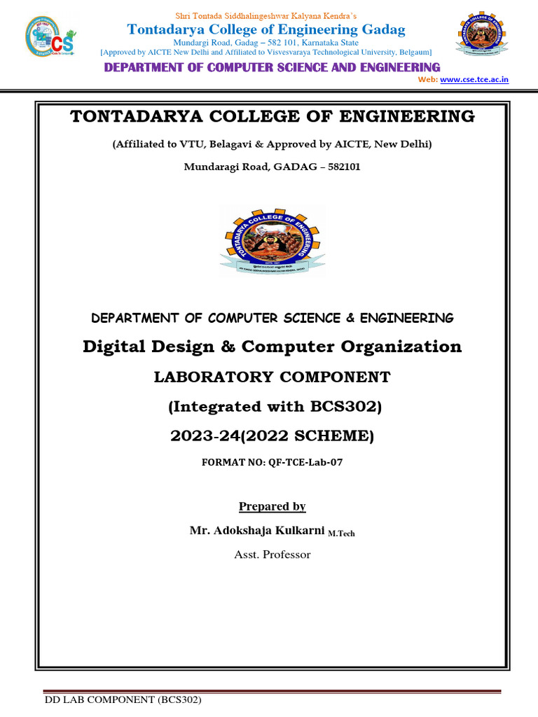 DDCO Lab Manual for VTU 3rd Sem | PDF | Digital Electronics | Computer ...