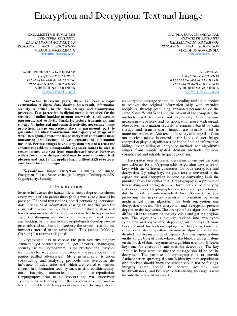 Paper publication | PDF | Encryption | Cryptography