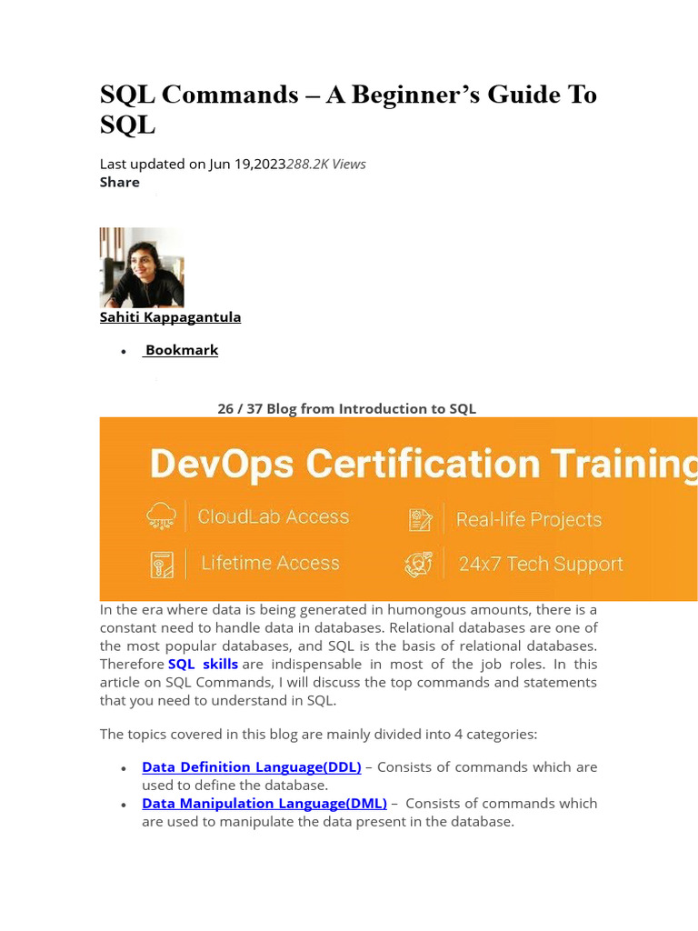 SQL Commands | PDF | Database Index | Relational Database SQL Commands | PDF | Database Index | Relational Database