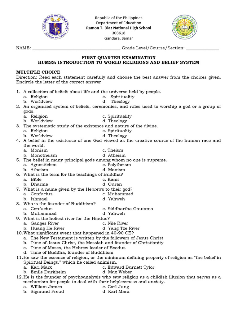 1st Quarter Exam IWRBS | PDF