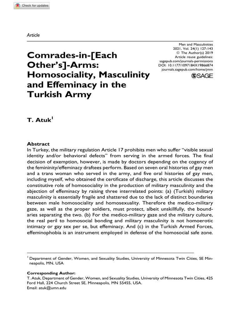 Atuk 2019 Comrades in Each Other S Arms Homosociality Masculinity and ...