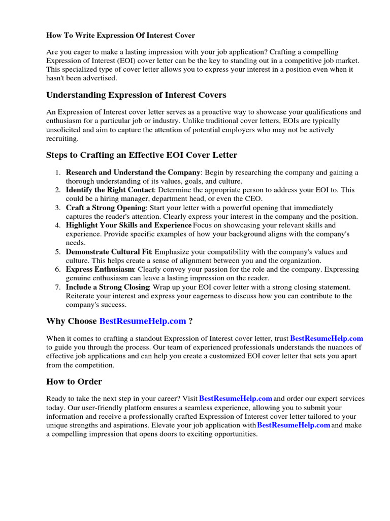 How to Write Expression of Interest Cover Letter | PDF | Résumé | Http Cookie