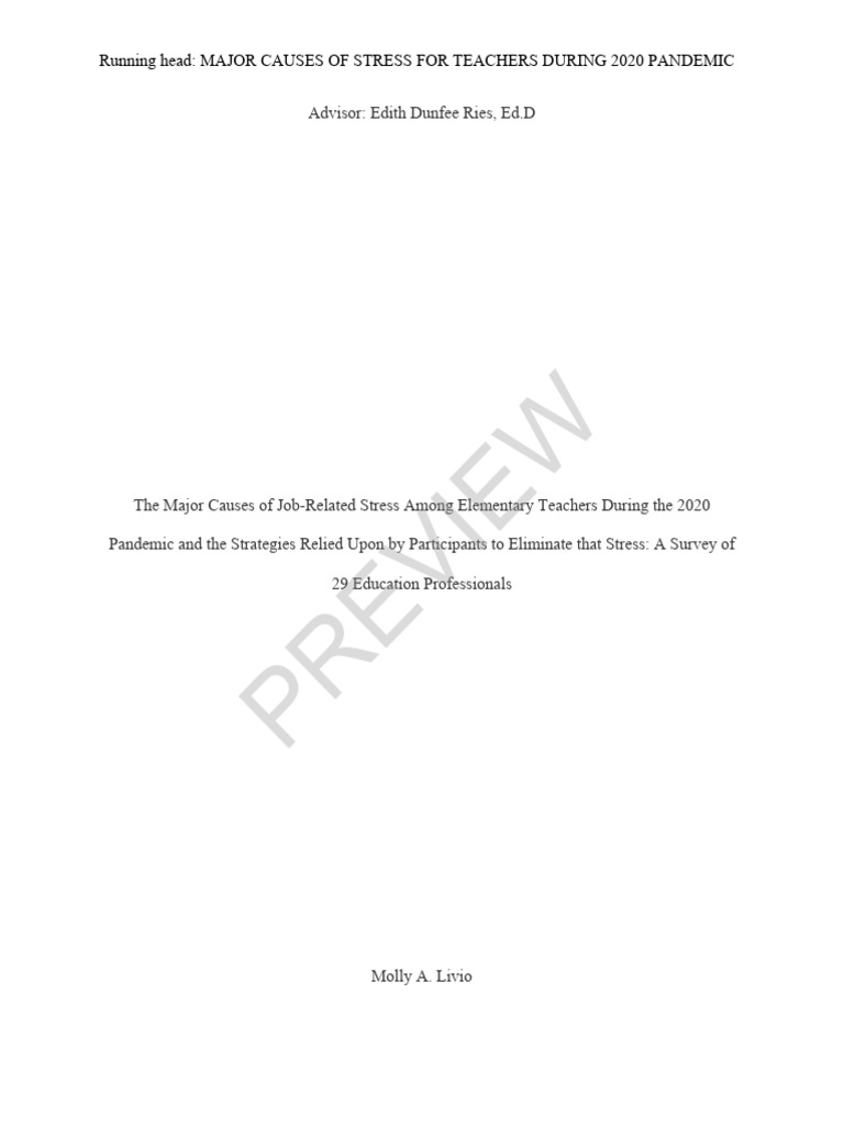 The Major Causes of Job-Related Stress among Elementary Teachers during ... The Major Causes of Job-Related Stress among Elementary Teachers during ...