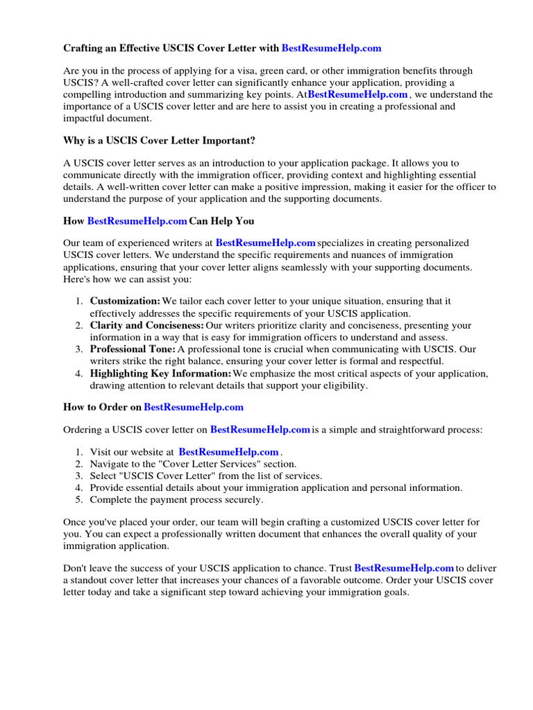 Uscis Cover Letter | PDF | United States Citizenship And Immigration ...
