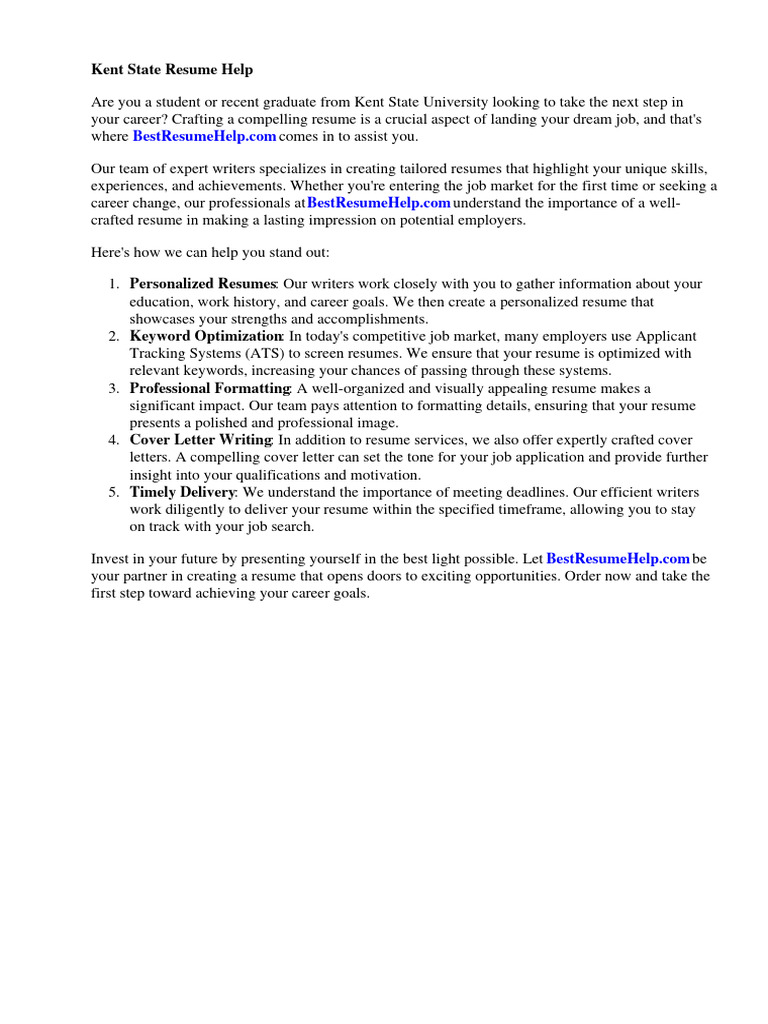 Kent State Resume Help | PDF | Résumé | Recruitment