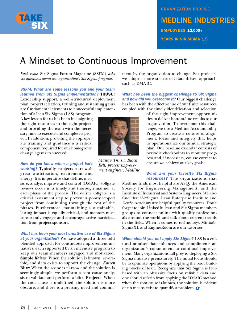 A Mindset To Continuous Improvement | PDF | Six Sigma | Business