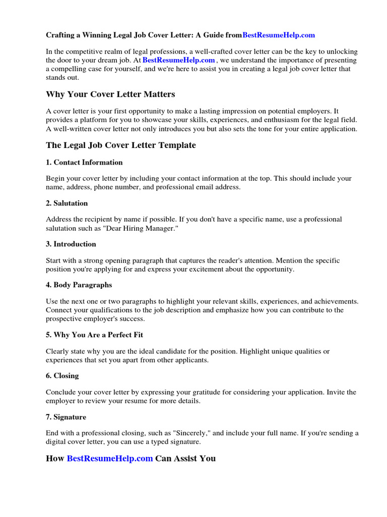 Legal Job Cover Letter Template | PDF | Résumé | Paralegal
