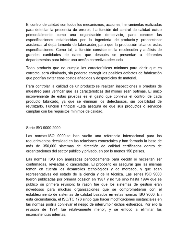 Control de Calidad | PDF | Calidad (comercial) | Gestión de la calidad Control de Calidad | PDF | Calidad (comercial) | Gestión de la calidad