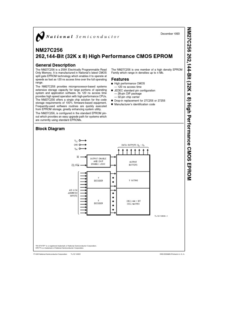 NM27C256 262,144-Bit (32K X 8) High Performance CMOS EPROM: General ...