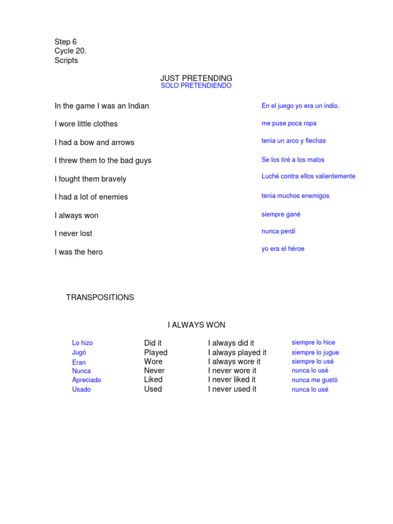 Step 6 Kids Scripts Cycle 20 | PDF