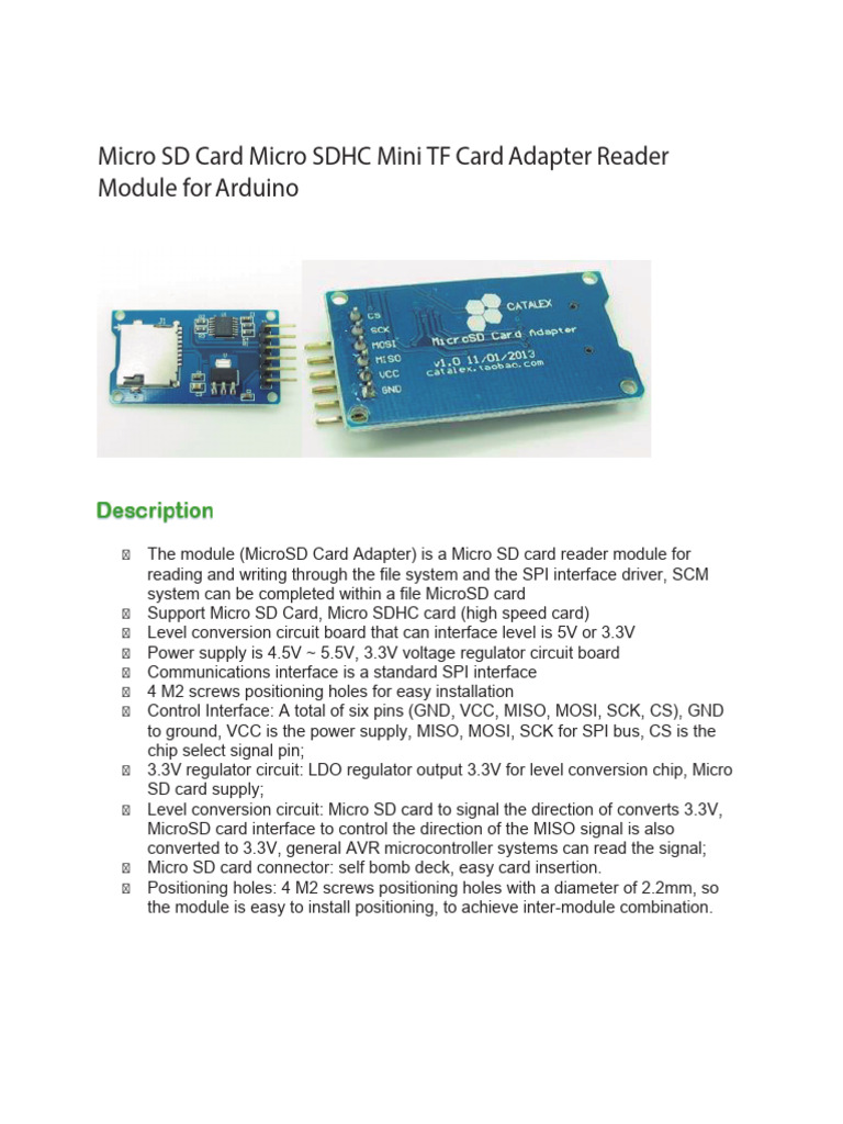 Datasheet MicroSD Module | PDF
