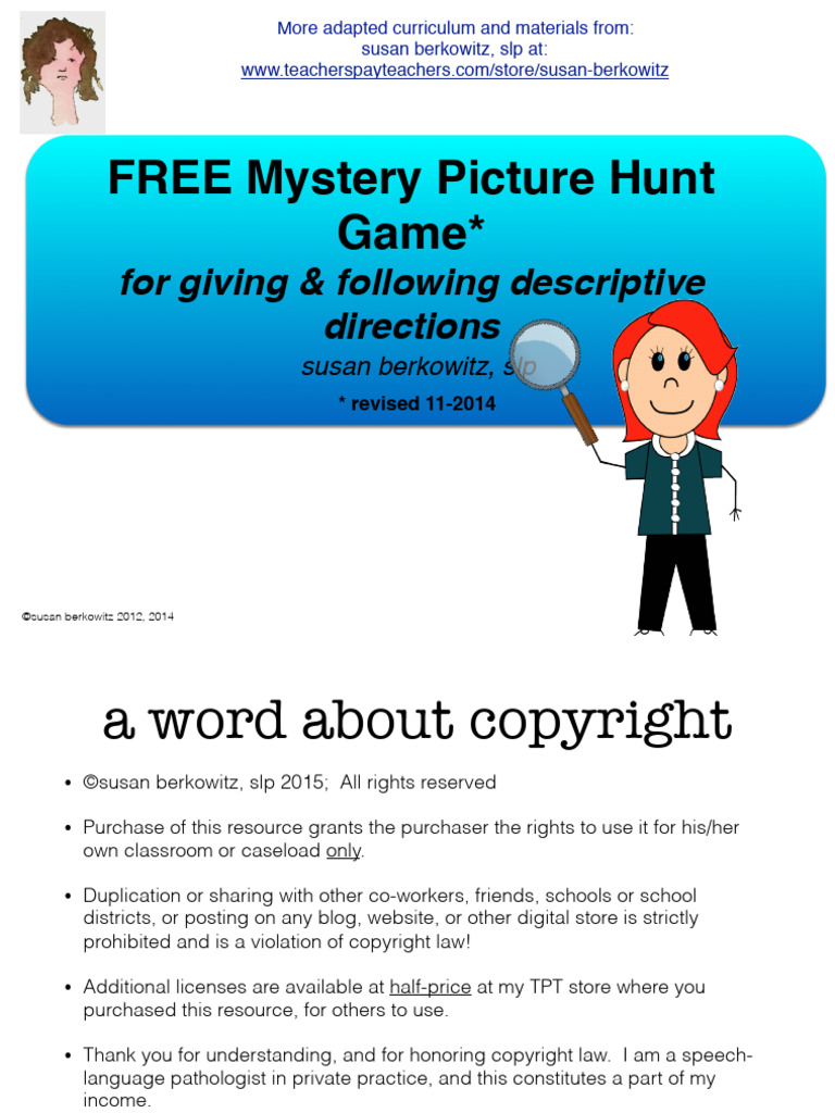 Mystery Picture Hunt Following Directions | PDF | Copyright