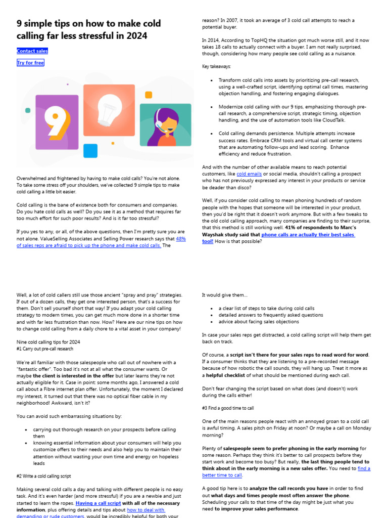 9 Simple Tips On How To Make Cold Calling Far Less Stressful in 2024 ...