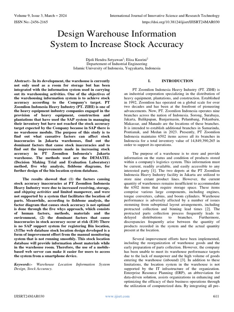 Design Warehouse Information System to Increase Stock Accuracy | PDF | Warehouse